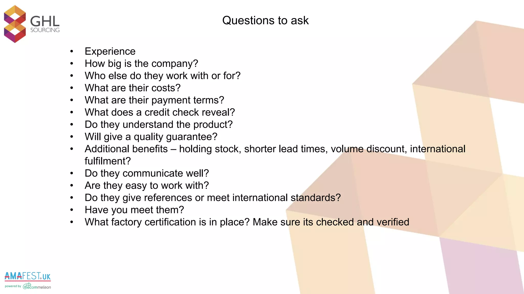 Fundamentals of International sourcing | #AmafestUK March,2022 | PPT