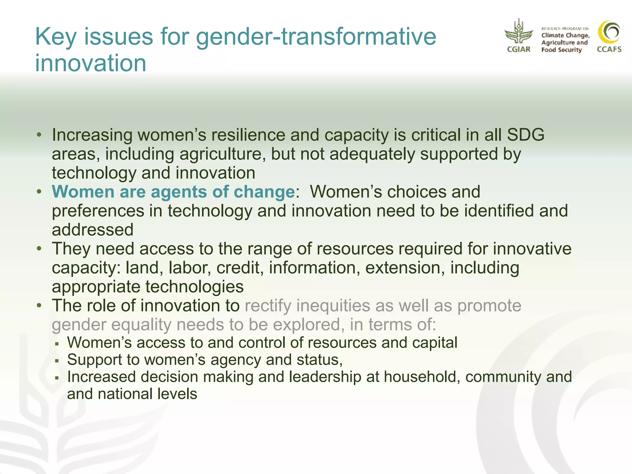 Gender-transformative innovation and the SDGs | PPT