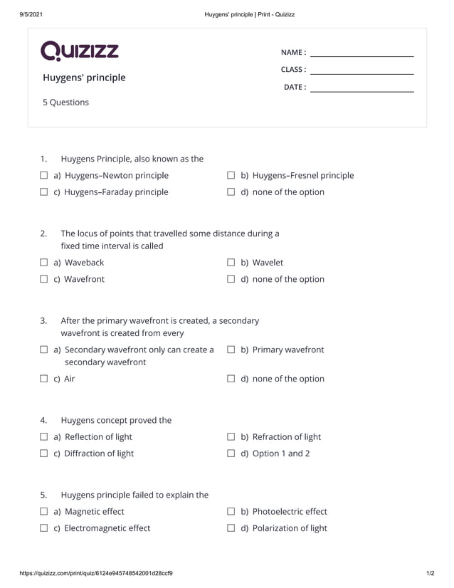 CLASS XII : CHAPTER - Suerpsotion of waves: Huygens' principle ...