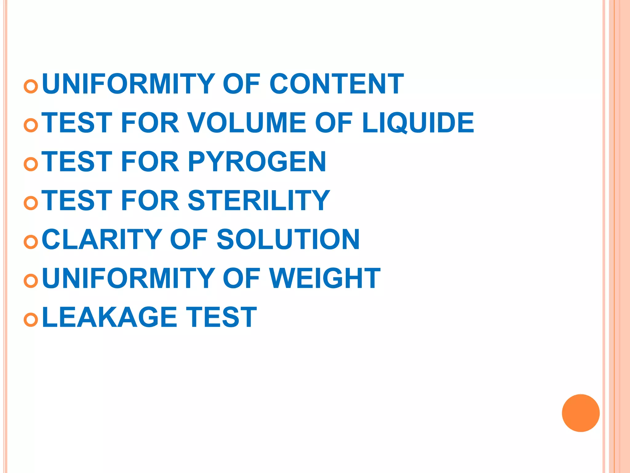 quality control test of parenteral product | PPTX