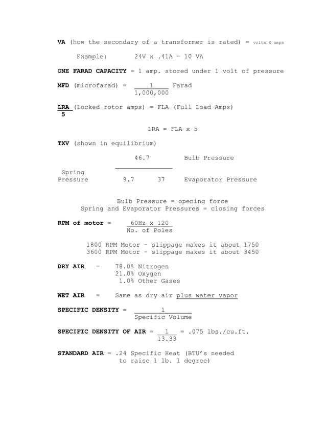 Hvac formulas | PDF | Home Appliances | Home & Garden