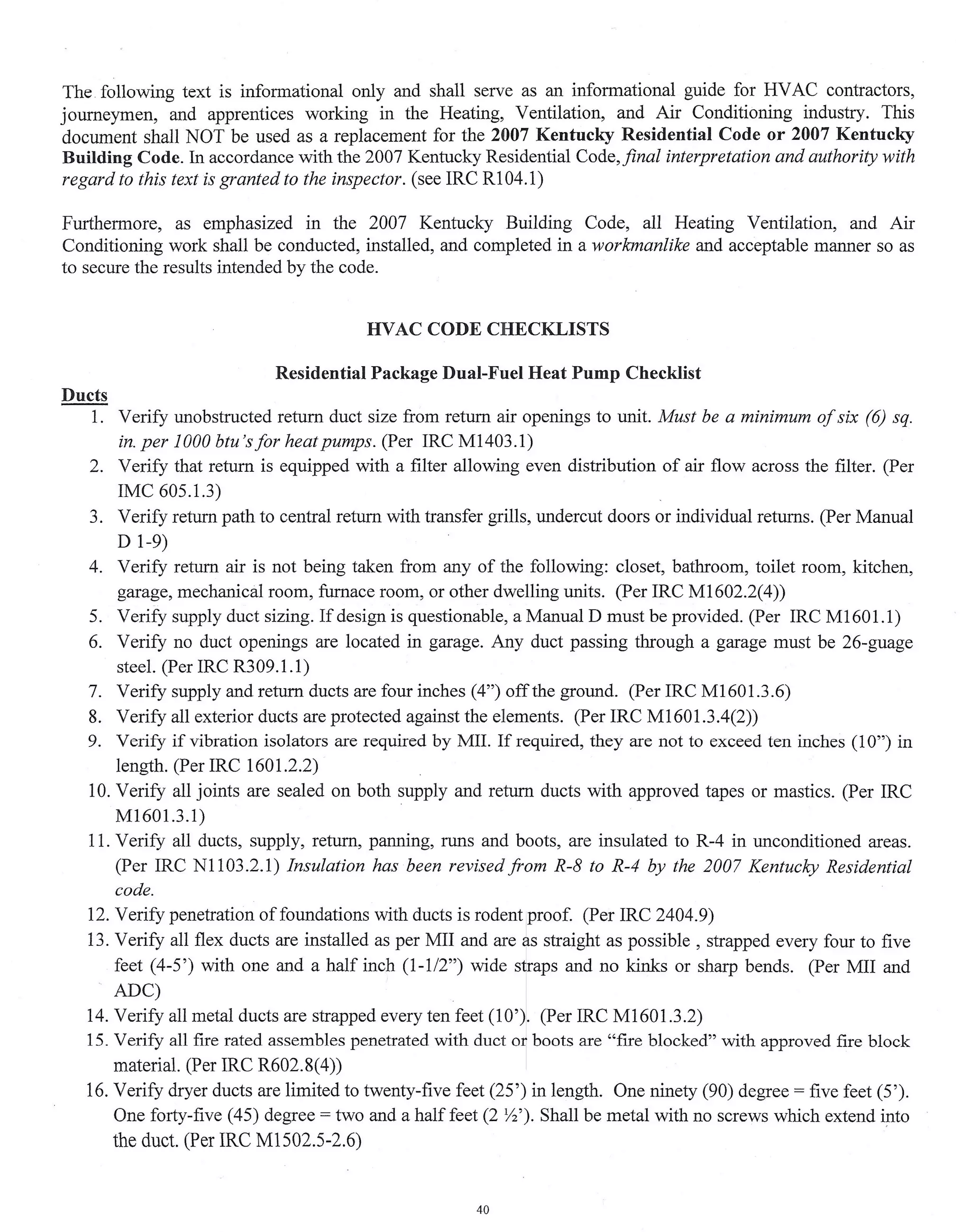 Hvac installation-checklists | PDF