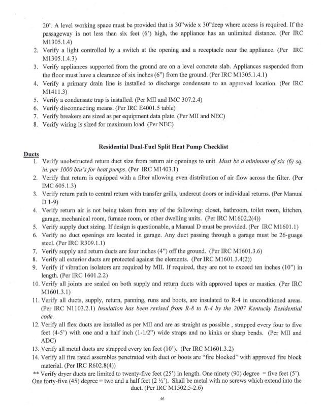 Hvac installation-checklists