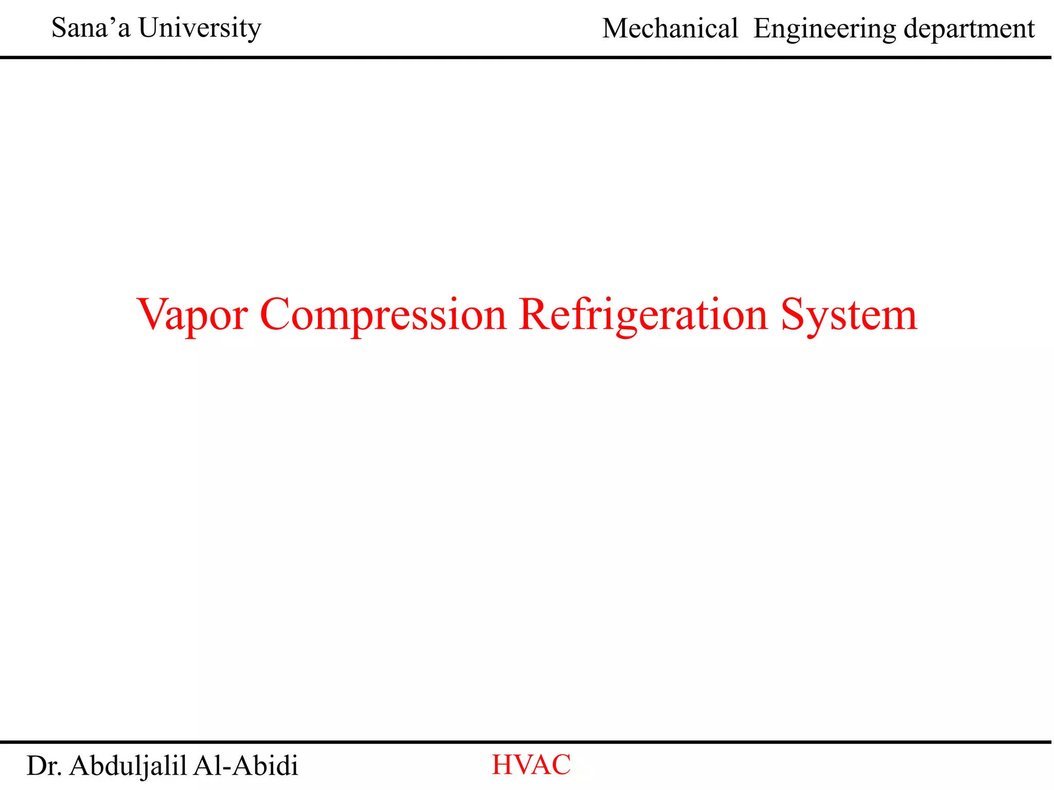 Vapor Compression Refrigeration System | PPTX