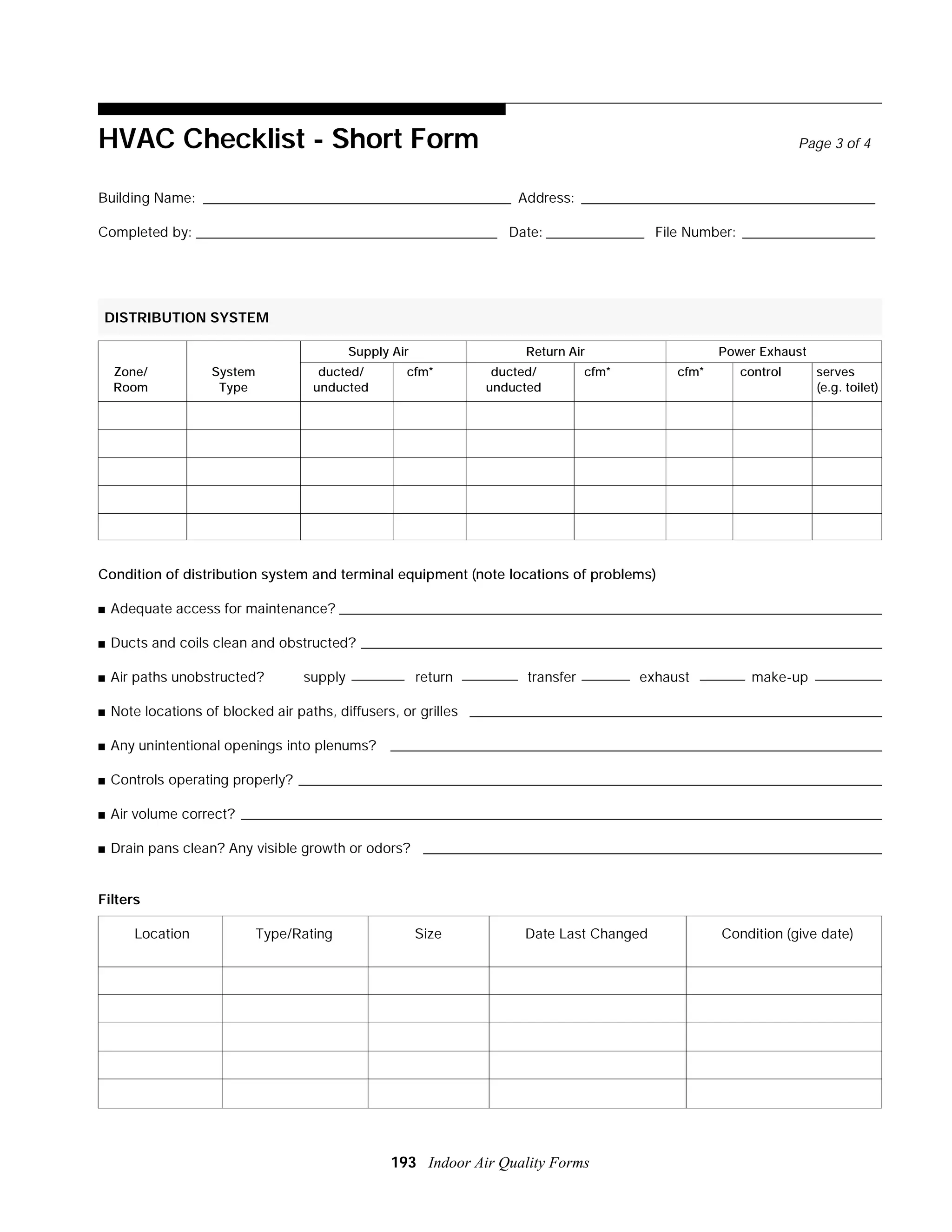 Hvac checklist short version | PDF