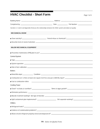 Hvac checklist short version | PDF