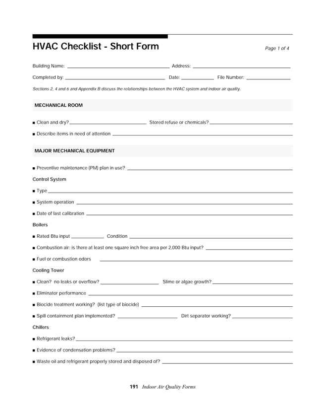 Hvac checklist short version | PDF