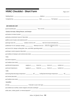 Hvac checklist short version | PDF