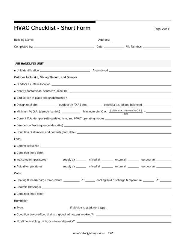 Hvac checklist short version | PDF