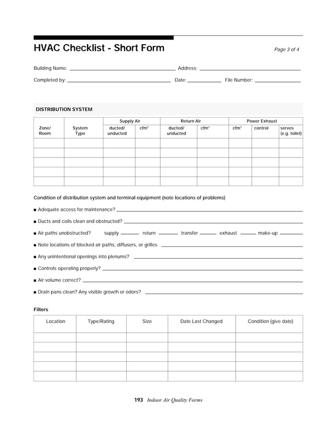 Hvac checklist short version | PDF