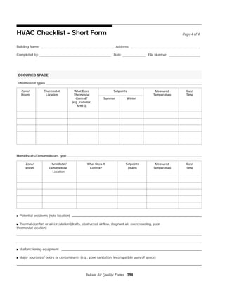 Hvac checklist short version | PDF
