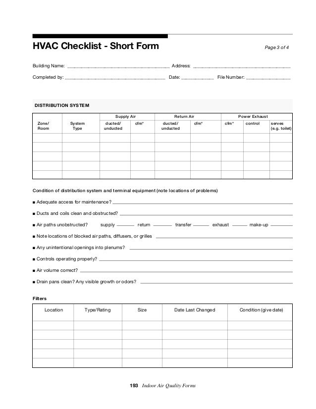 Printable Hvac Checklist - Printable Word Searches