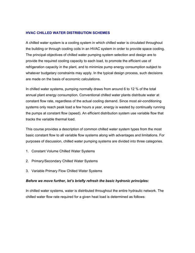 Hvac chilled water distribution schemes | PDF | Water Services | Home ...