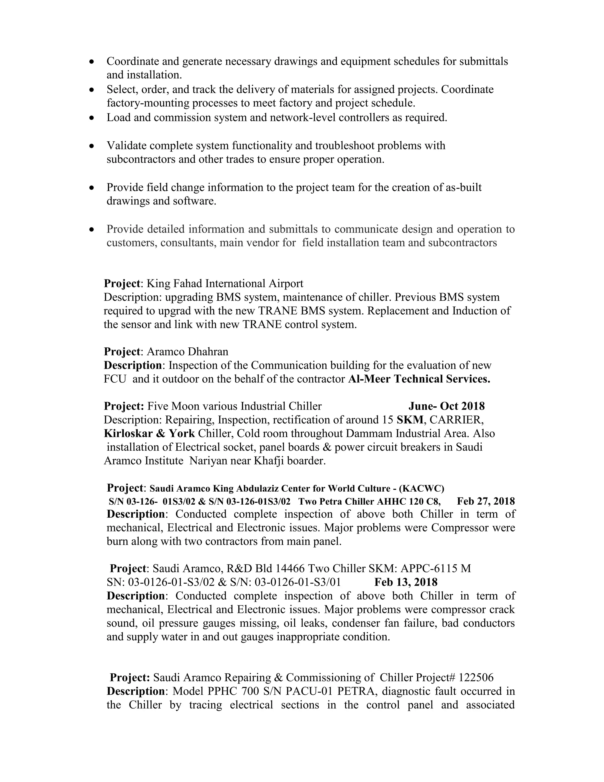 HVAC Chiller BMS Engineer | PDF