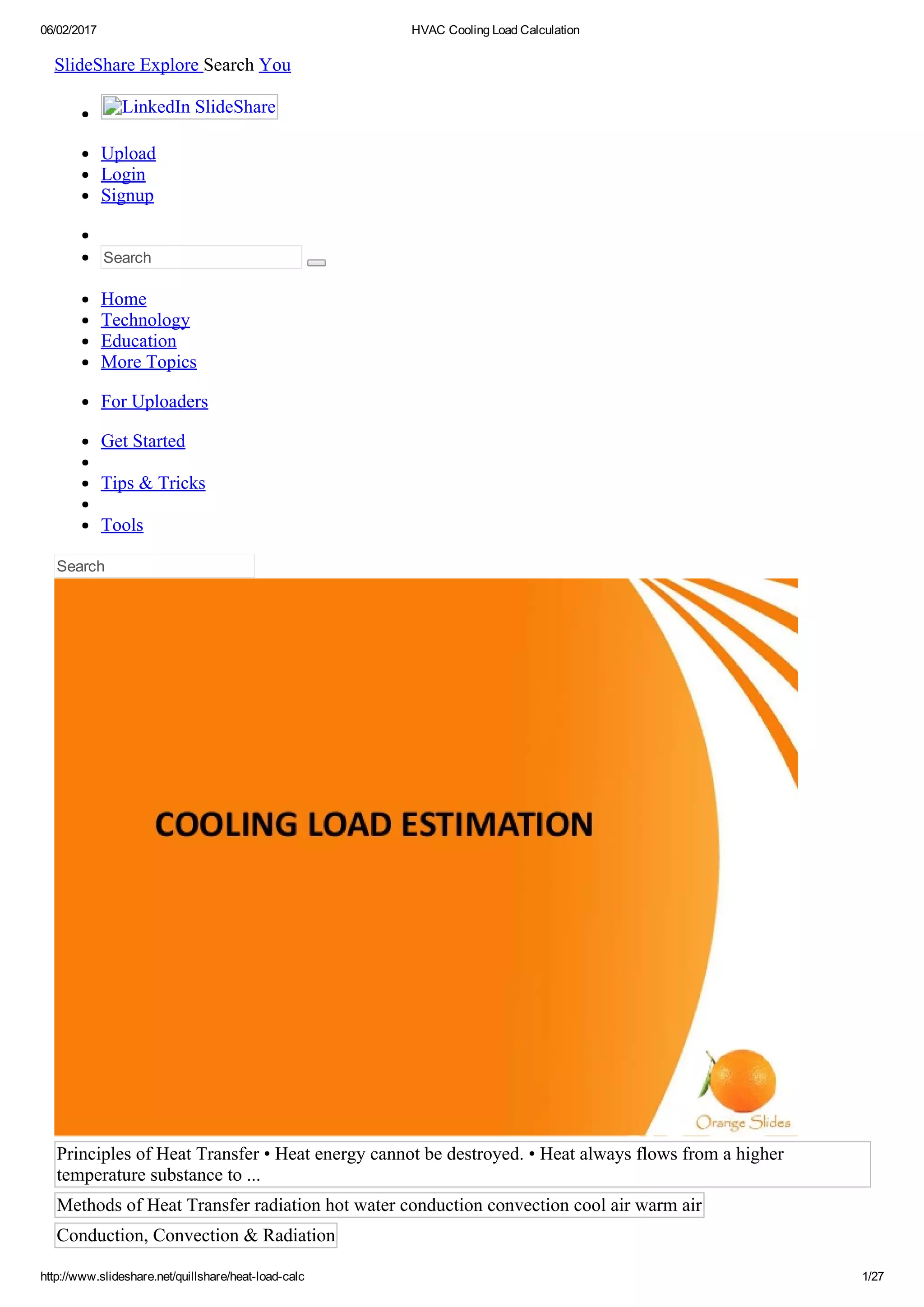 Hvac cooling load calculation | PDF