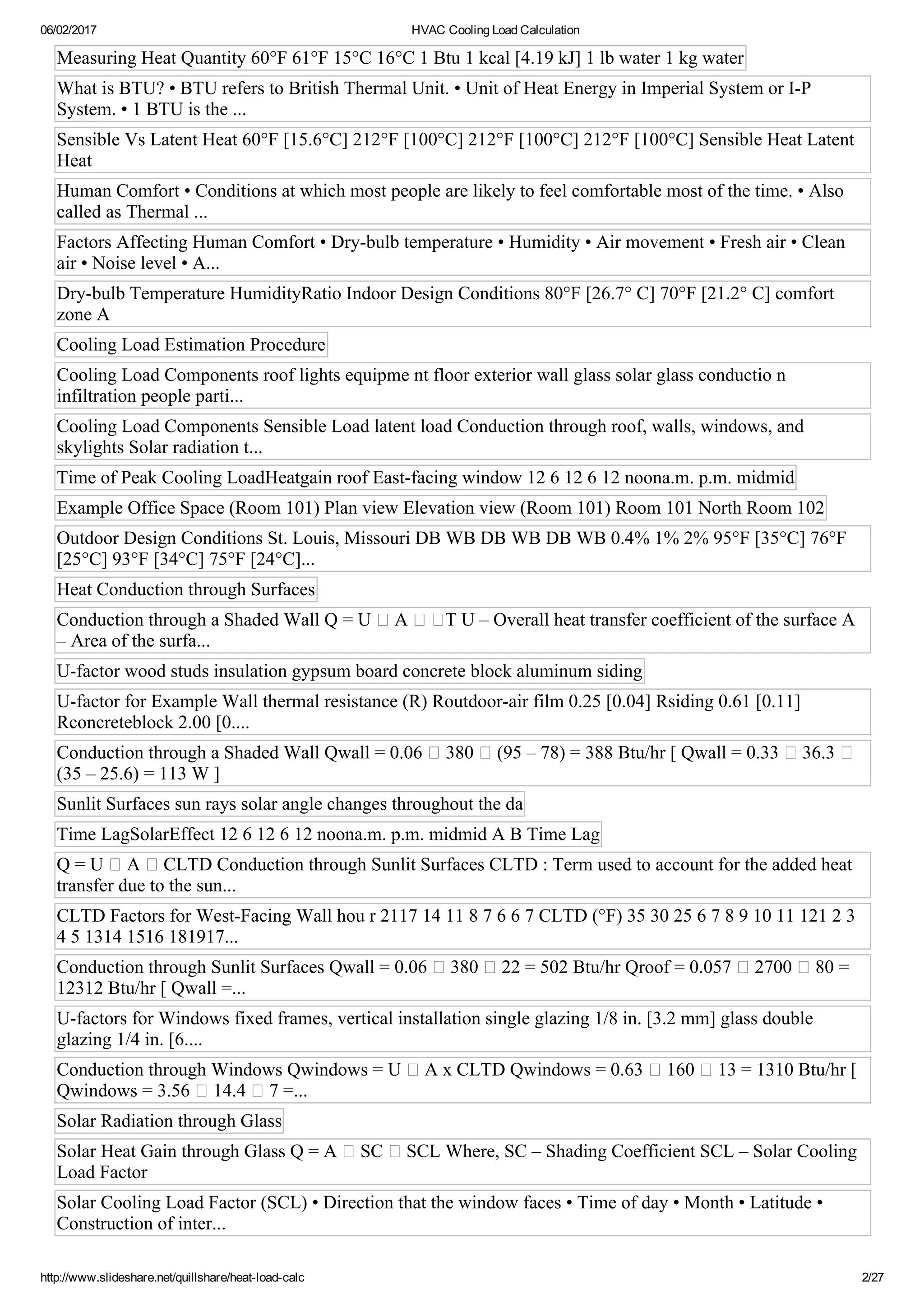 Hvac cooling load calculation | PDF