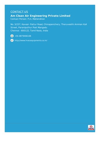 AM Clean Air Engineering Private Limited, Chennai, Air Handling Units | PDF