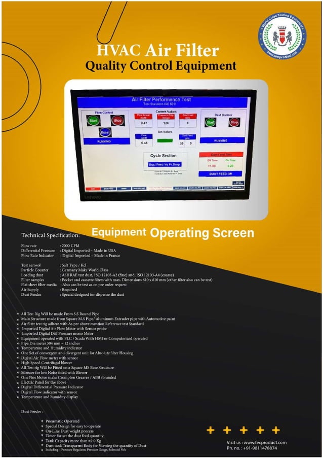 EN 779 HVAC Air Filter Test Equipment. | PDF