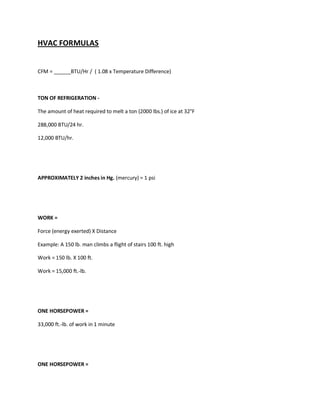 Hvac formulas | PDF