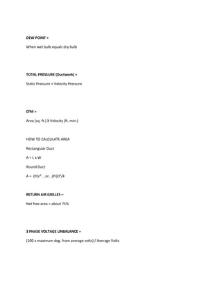 Hvac formulas | PDF