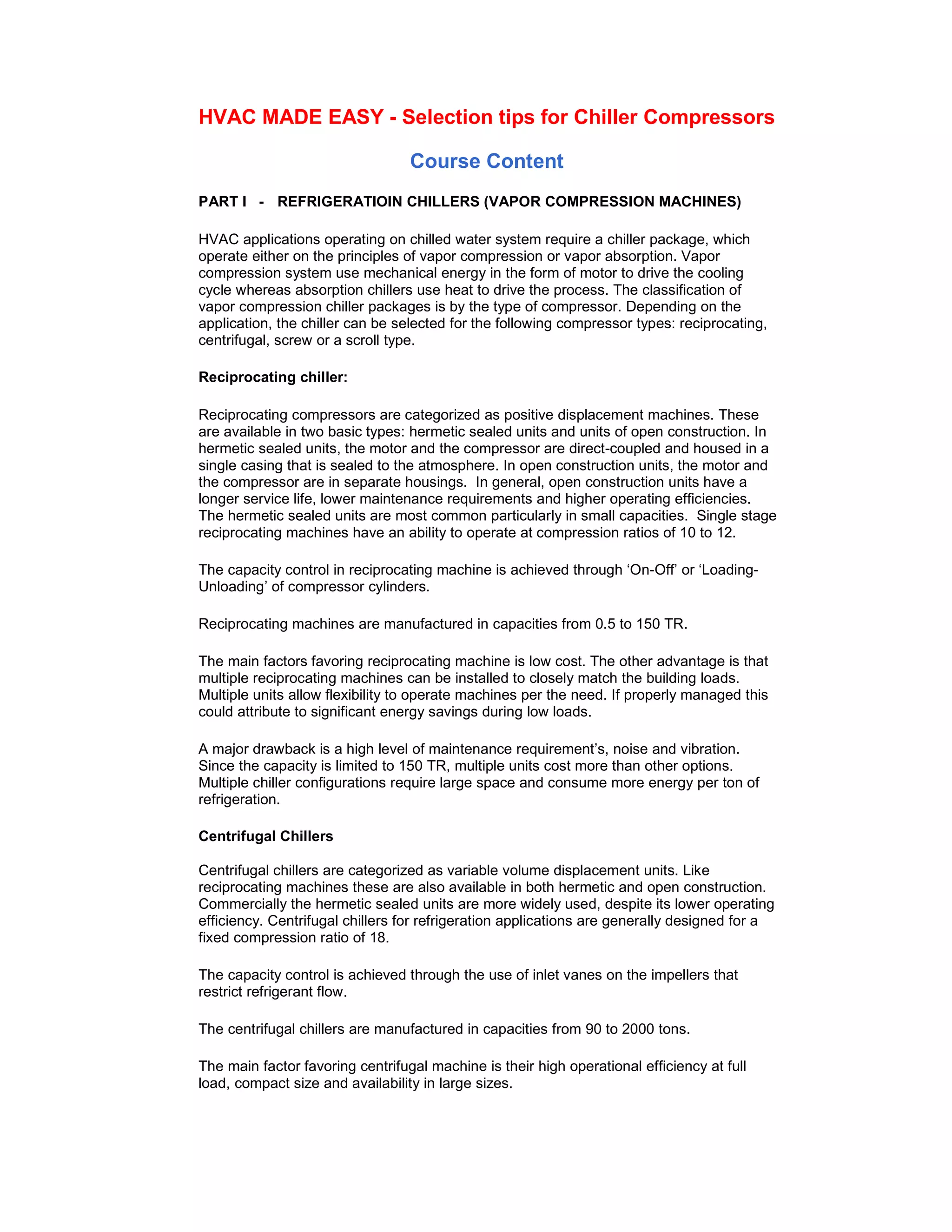 Hvac made easy selection tips for chiller compressors | PDF