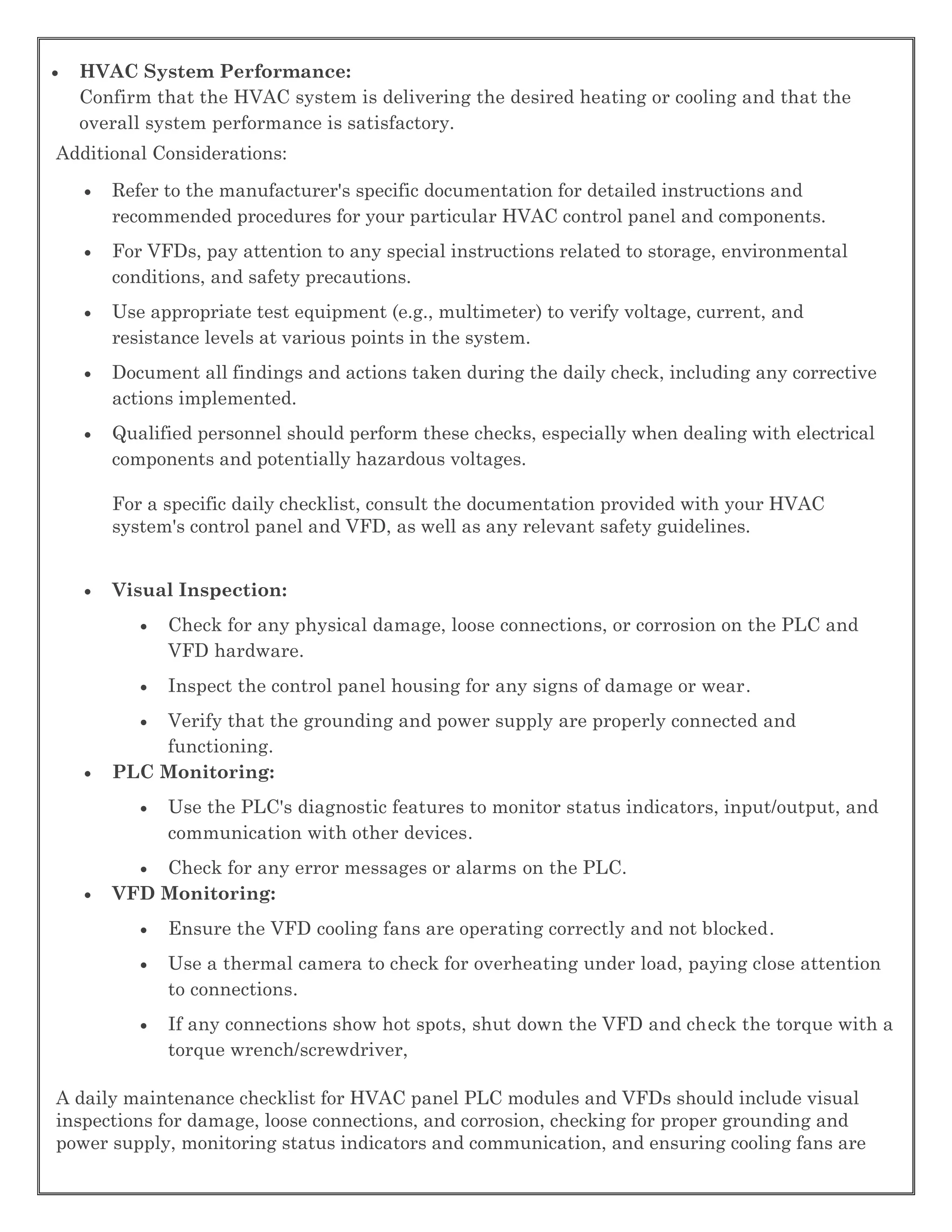 Daily HVAC Monitoring Checklist for Maintenance | PDF