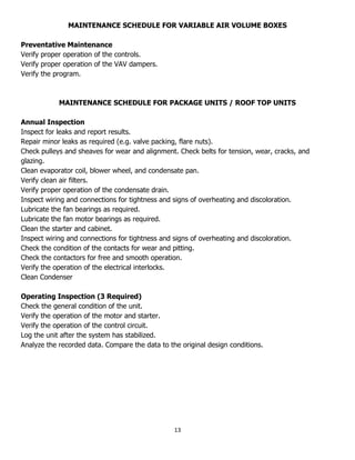Hvac preventive maintenance schedule | PDF