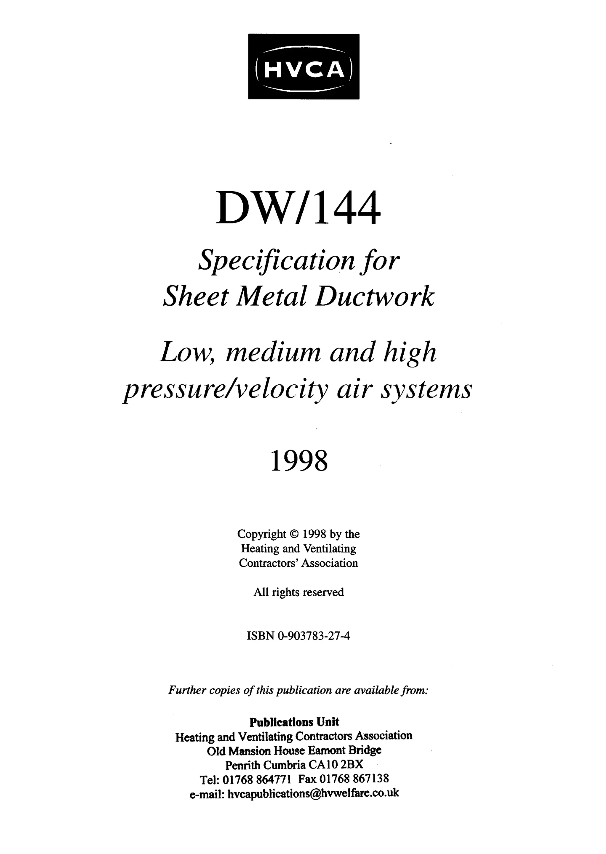 HVAC DW144 | PDF