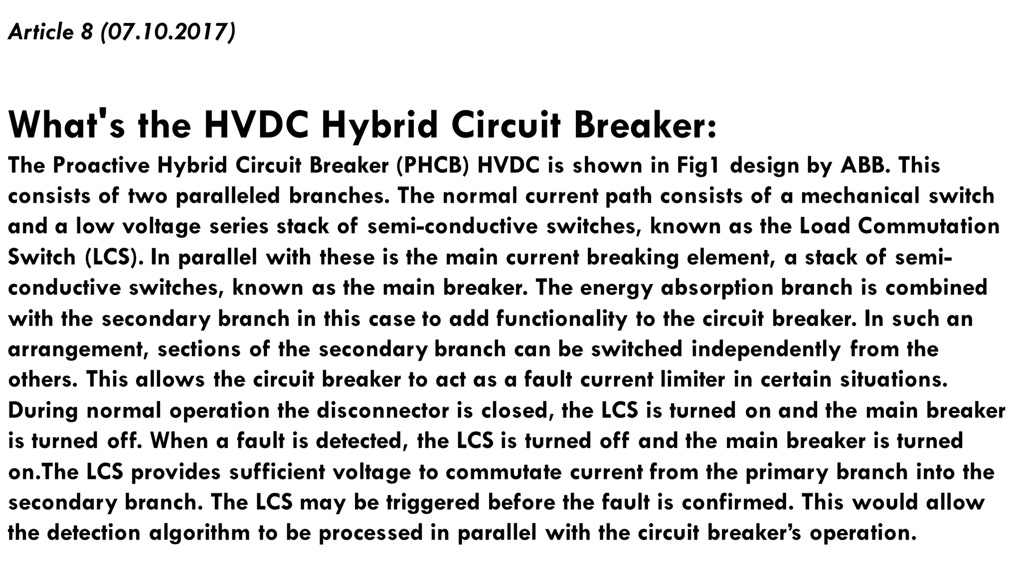 Hybrid HVDC Circuit Breaker Definitions | PDF