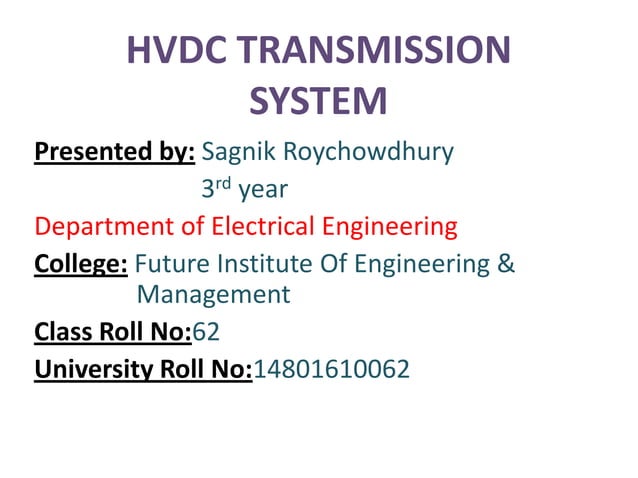 HVDC presentation | PPTX | Computer Networking | Computing