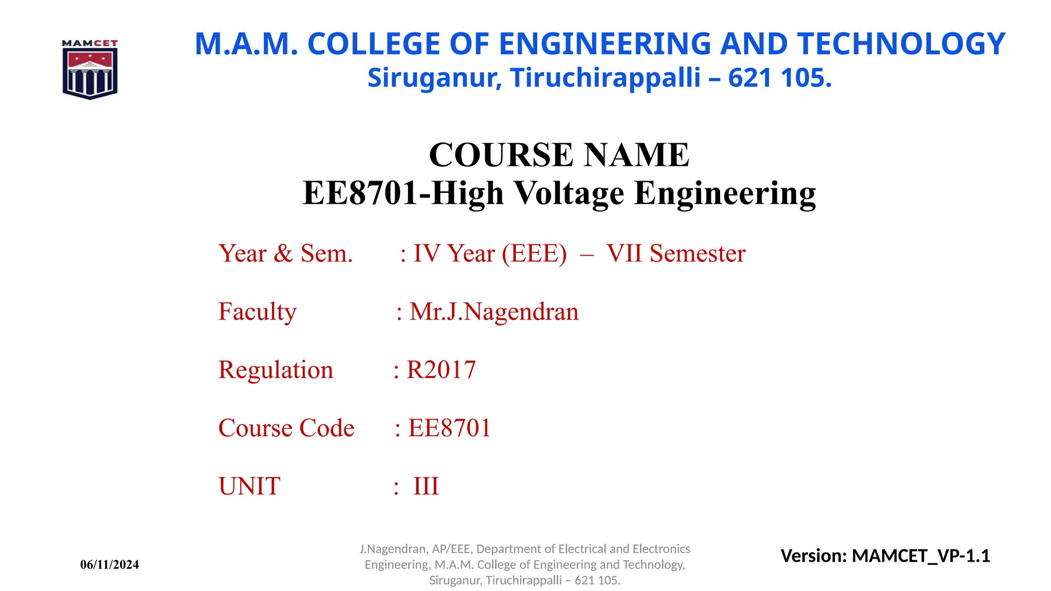 HVE-UNIT-III T6 high voltage engineering.pptx | Physics | Science