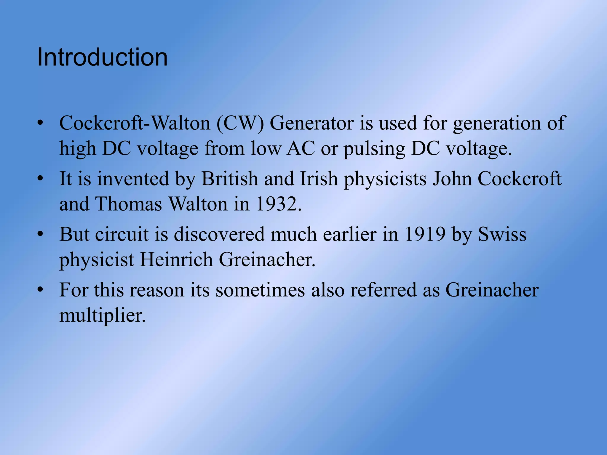 Cockroft Walten Generator | PPTX