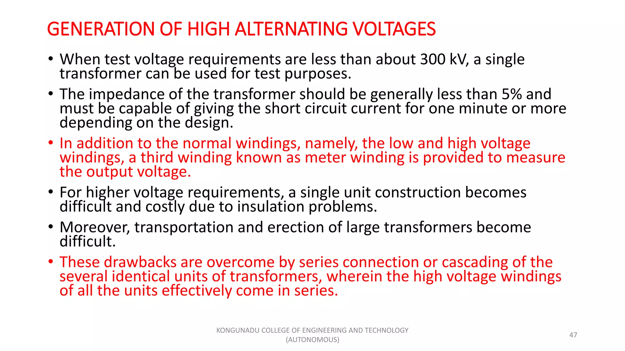 HVE UNIT III GENERATION OF HIGH VOLTAGES AND HIGH CURRENTS.pptx