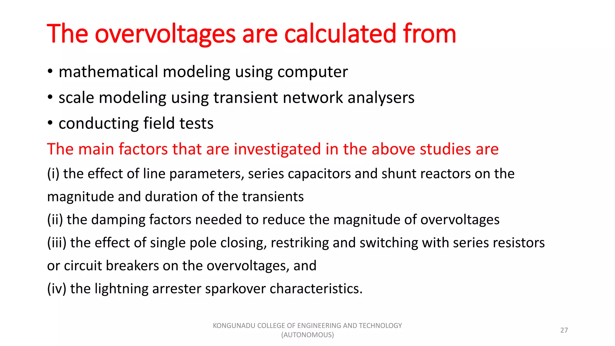 HVE UNIT I OVER VOLTAGES IN ELECTRICAL POWER SYSTEM.ppt