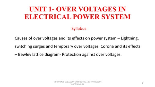 HVE UNIT I OVER VOLTAGES IN ELECTRICAL POWER SYSTEM.ppt | Weather | Science