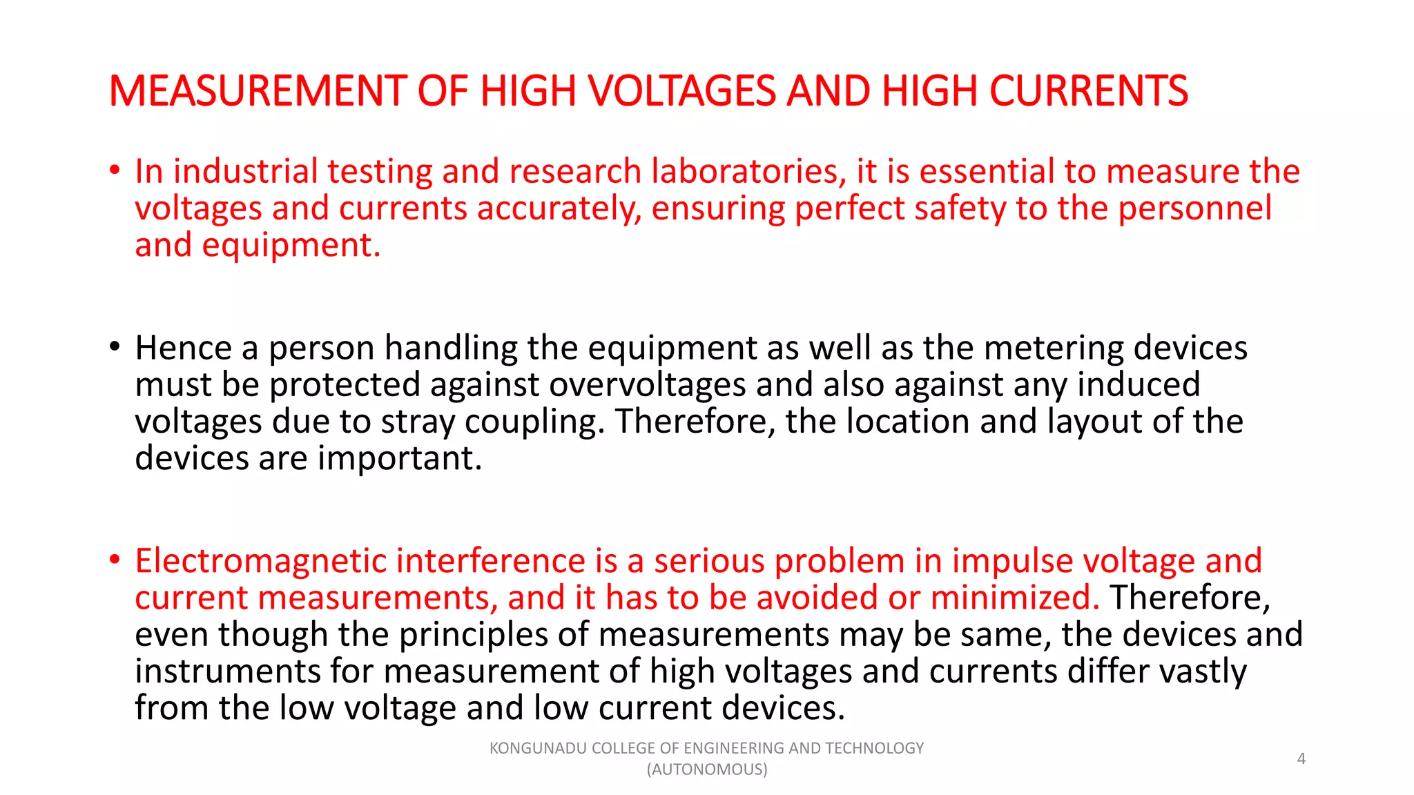 HVE UNIT IV MEASUREMENT OF HIGH VOLTAGES AND HIGH CURRENTS.pptx