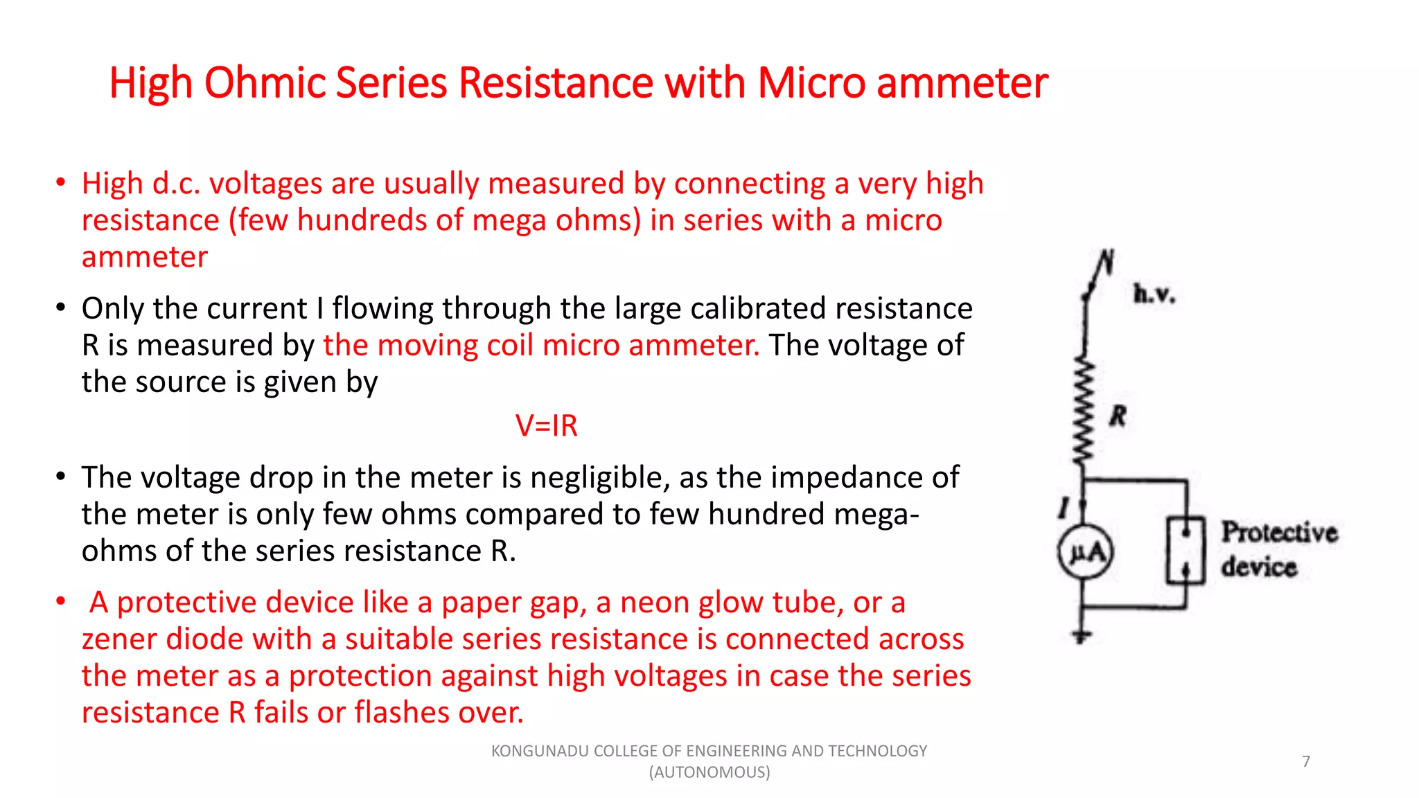HVE UNIT IV MEASUREMENT OF HIGH VOLTAGES AND HIGH CURRENTS.pptx