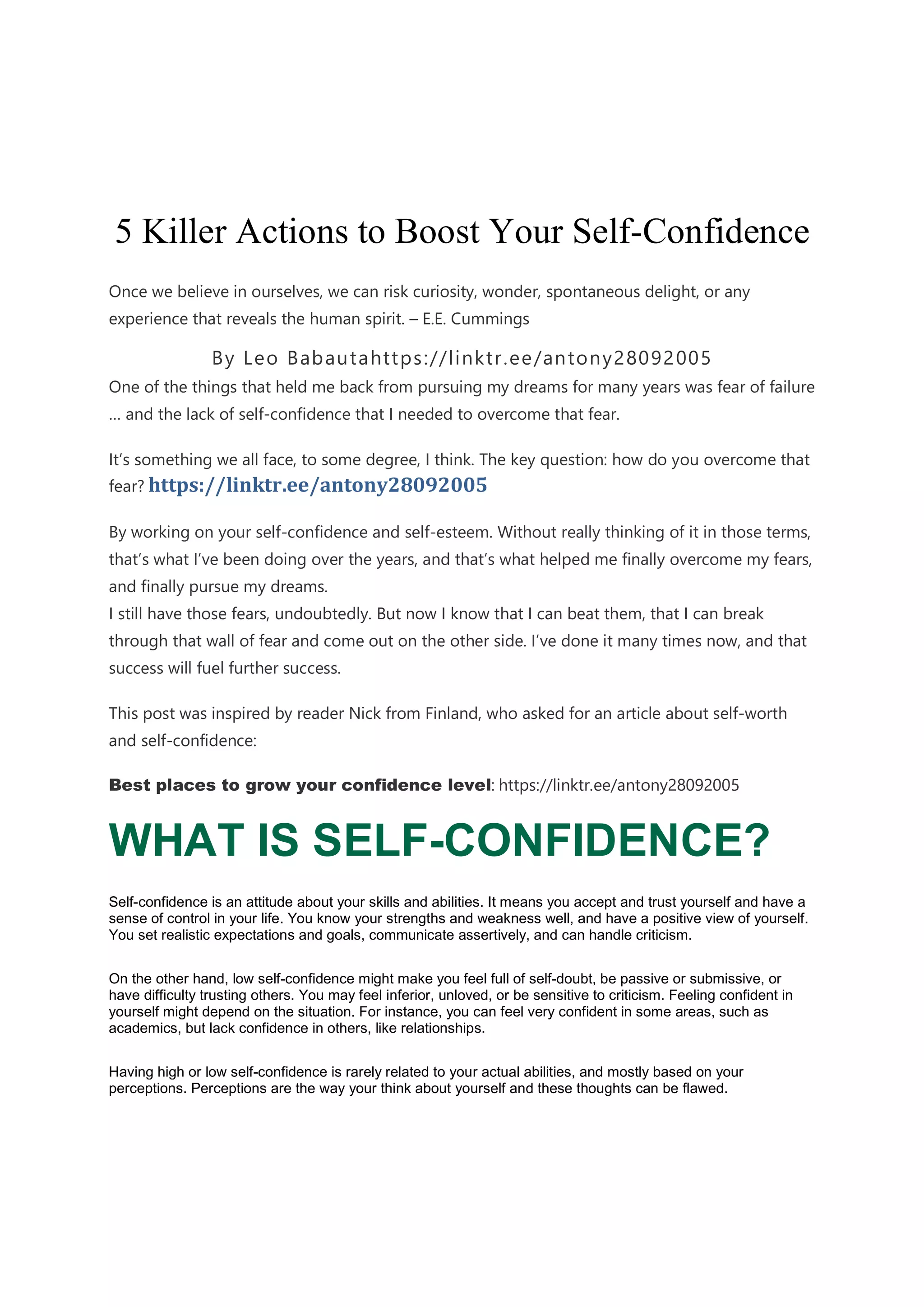 boost your self confidence | PDF