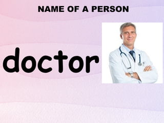 Parts of Speech- Nouns - names of person, place, animal, thing or idea ...