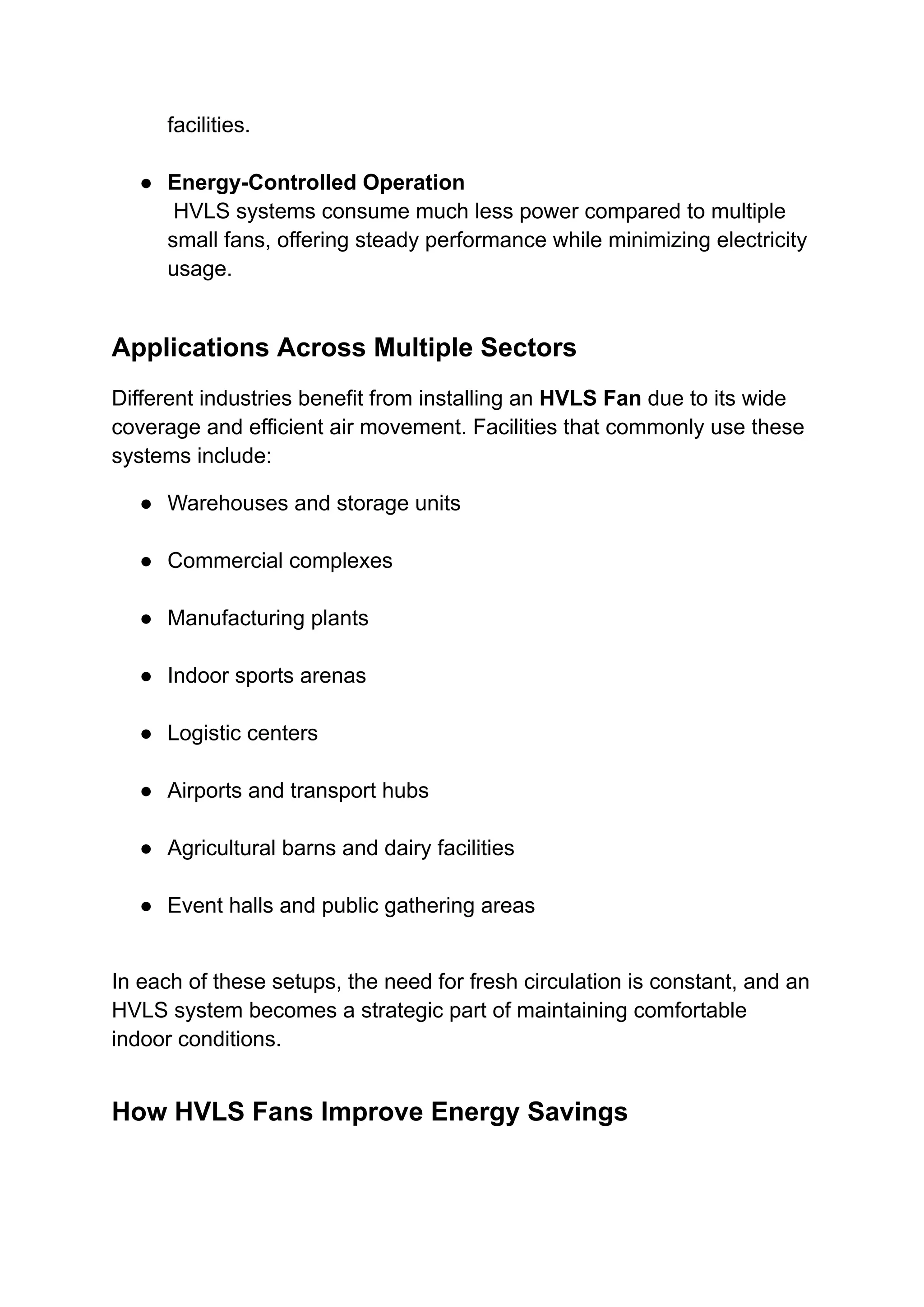 HVLS Fan Technology for Efficient Ventilation | PDF