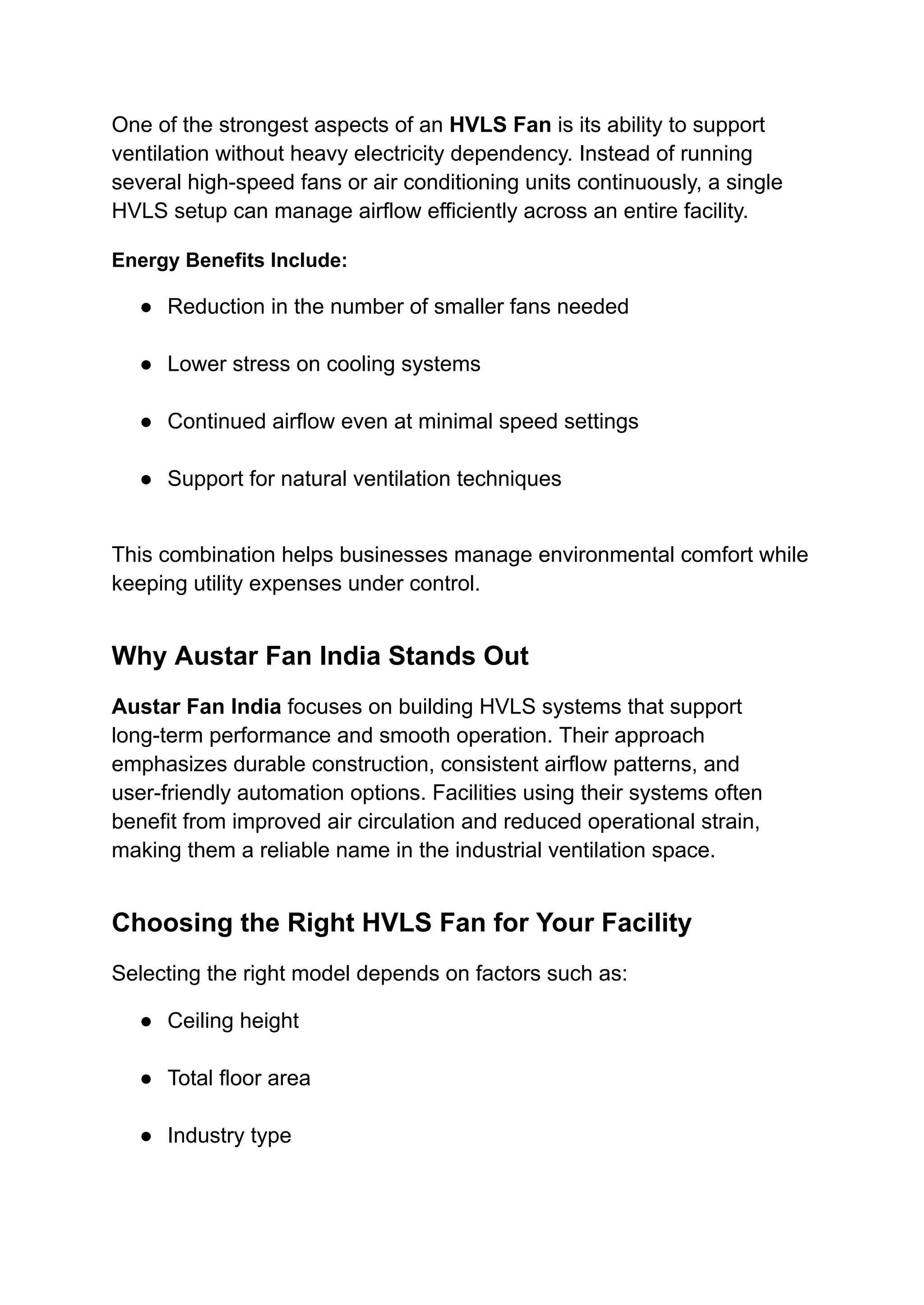 HVLS Fan Technology for Efficient Ventilation | PDF
