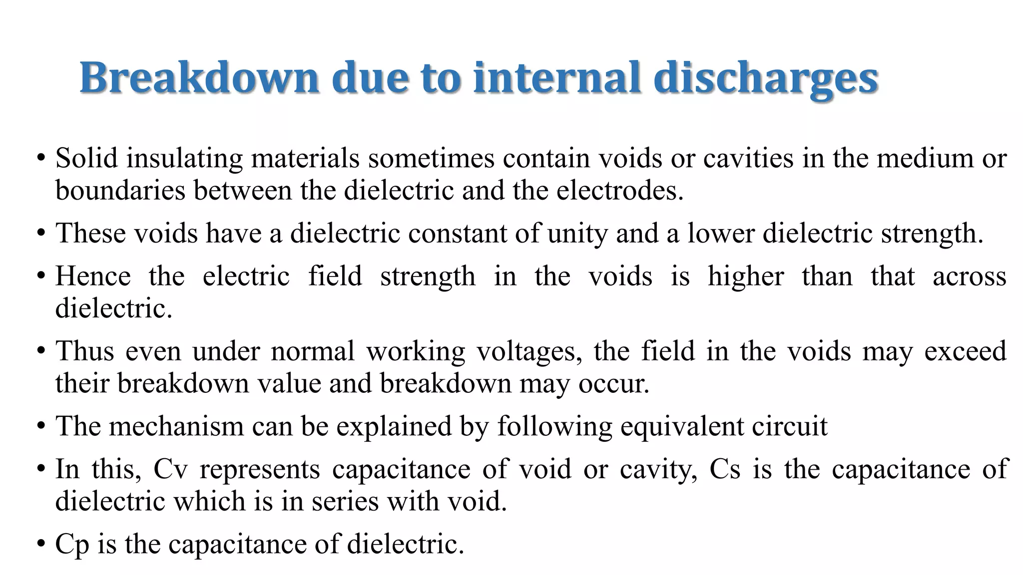 Breakdown due to Internal Discharges and Surface Breakdown | PPTX