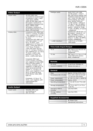 Sony HVR-1500A | PDF