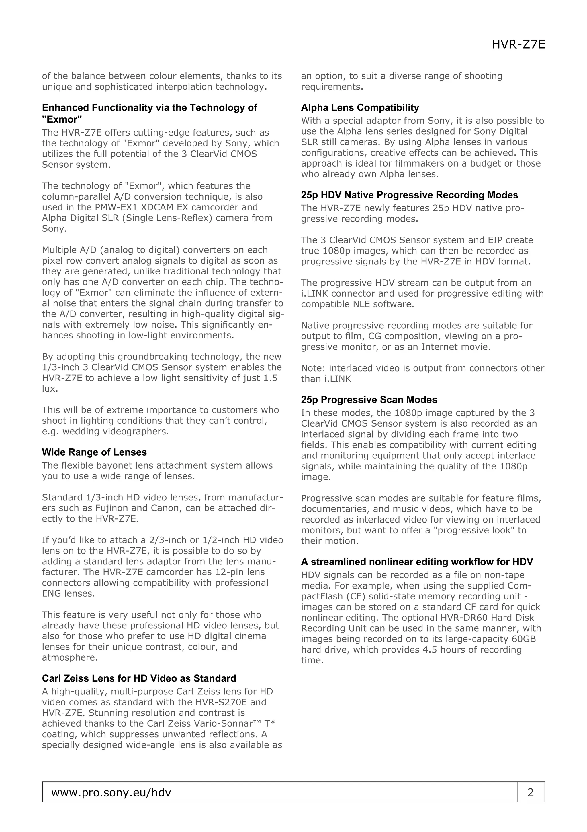 Sony HVR-Z7E | PDF