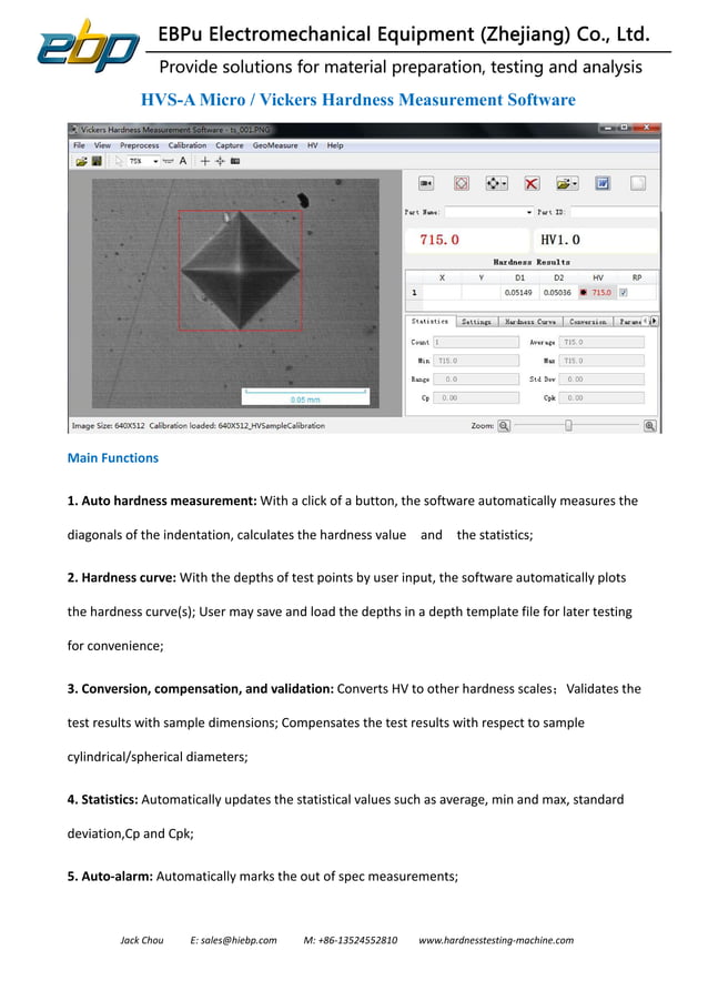 Vickers Indentation Measuring and Analysis Software - Vickers hardness ...