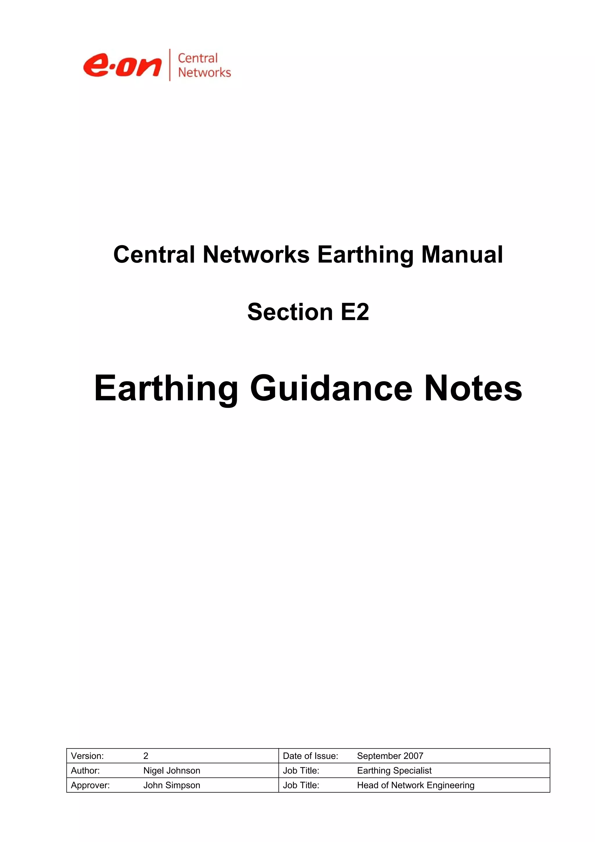 HV Substation Earthing Guide - Central Networks | PDF