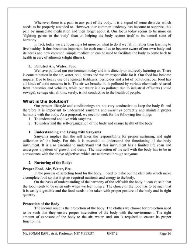 Human values unit 2 notes | PDF | Medical Health