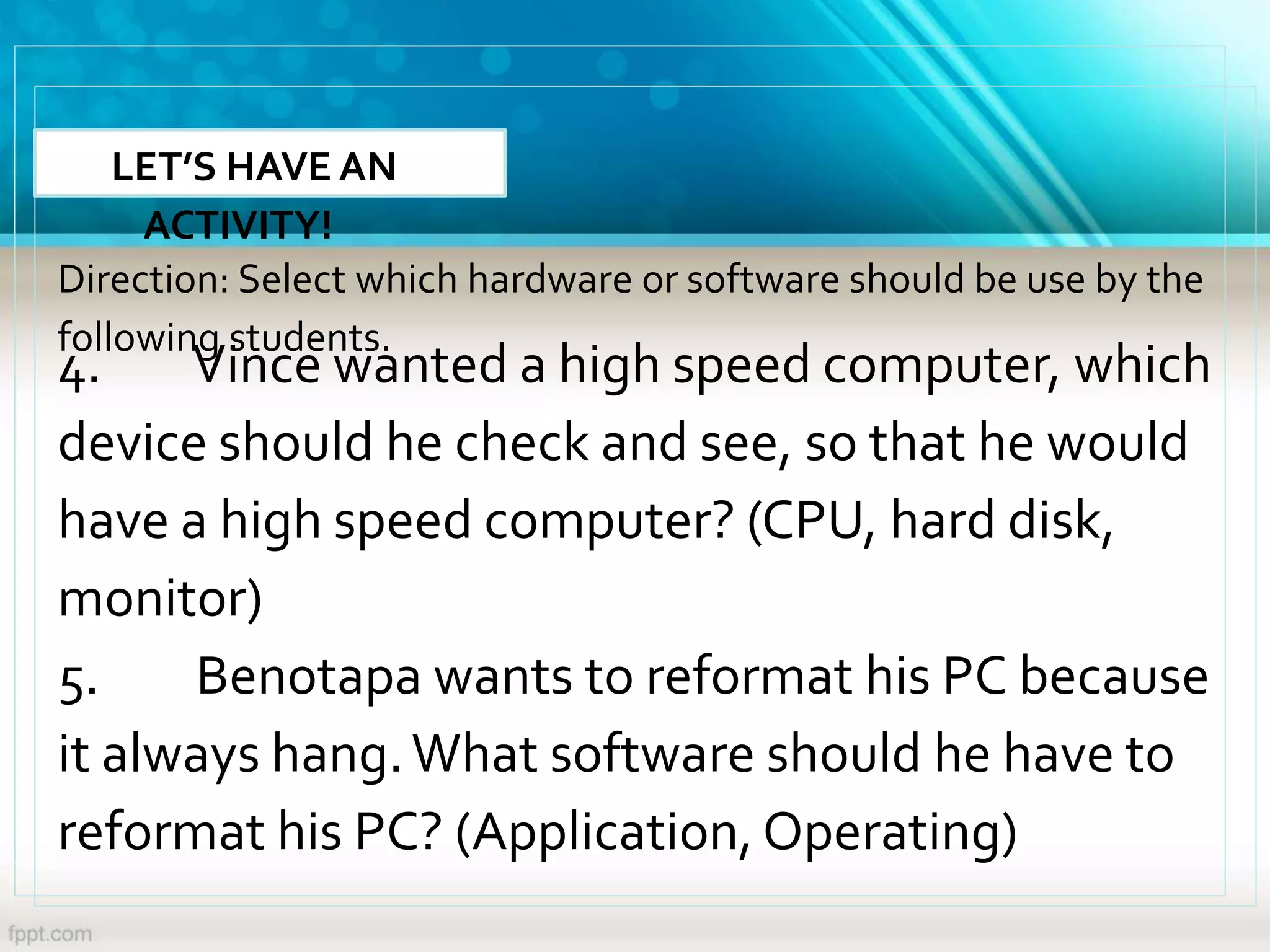 COMPONENTS OF COMPUTER SYSTEM | PPTX