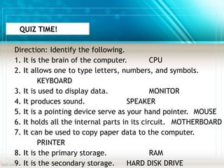 COMPONENTS OF COMPUTER SYSTEM | PPTX