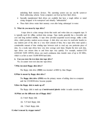 COMPUTER HARDWARE - SHORT NOTES | DOC